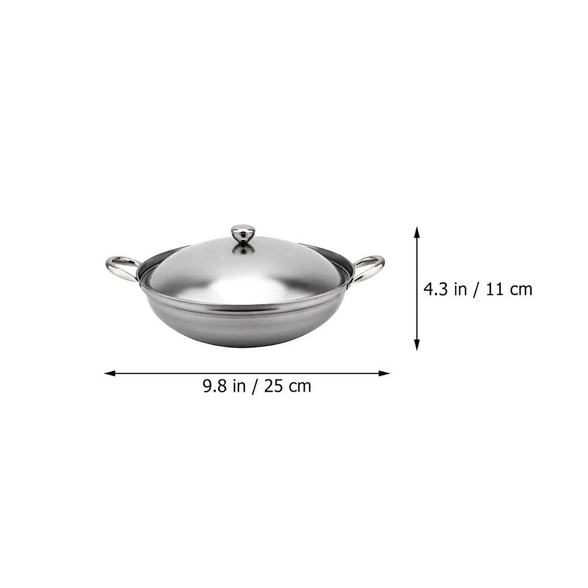 CALLARON Stainless Steel Frying Pan Skillet Crepe Pancake Pan Hot Pot Everyday Pan Omelette Cooking Pan Round Griddle Pan Cookware with Handle and Lid 25cm