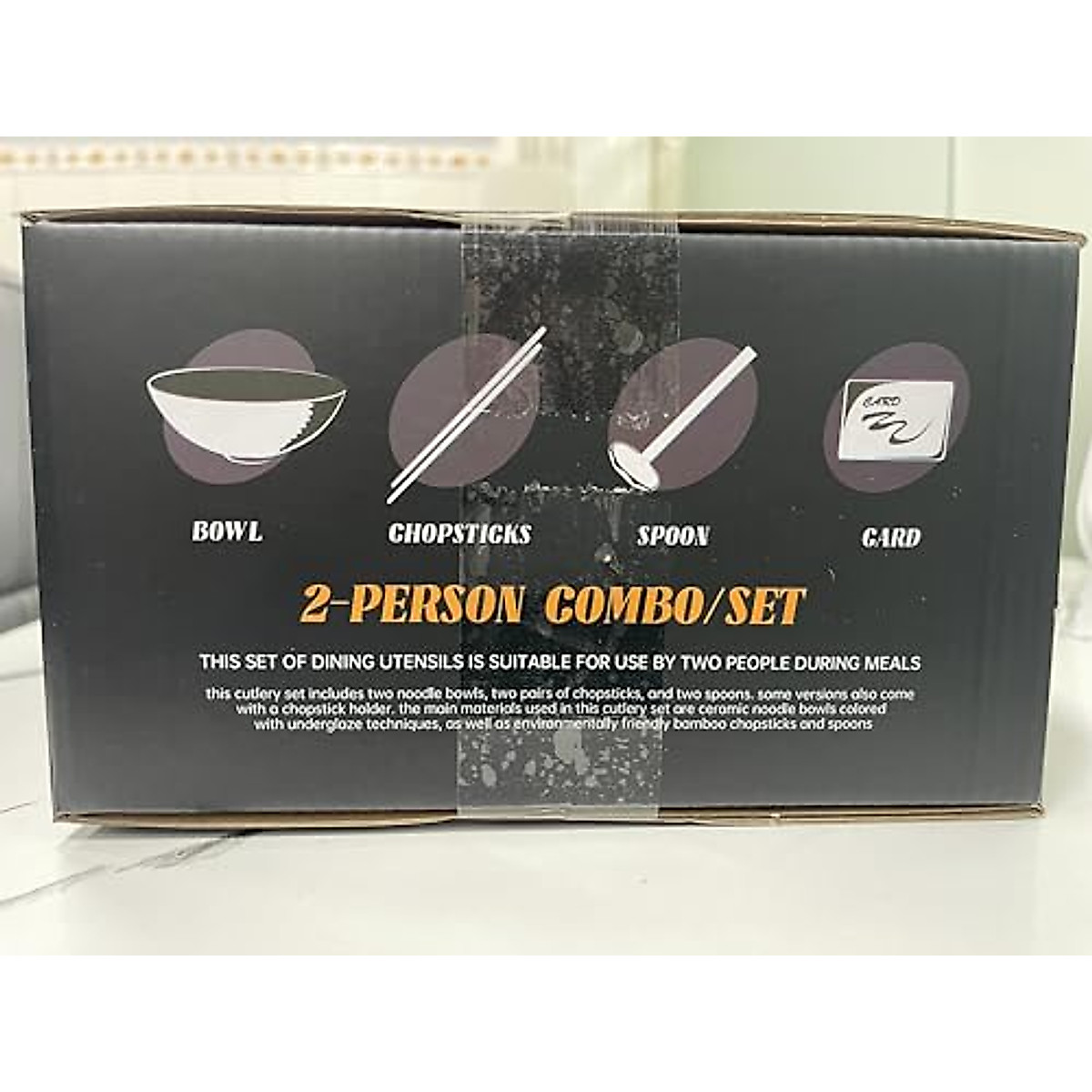 YTLEMON Ramen Bowls Set of Ceramic, 2 Sets of 34 Ounces Large Japanese Serving Bowls with Chopsticks and Spoons Forks, Dinnerware for New Apartments Suitable as Housewarming Gifts (A: Blue)