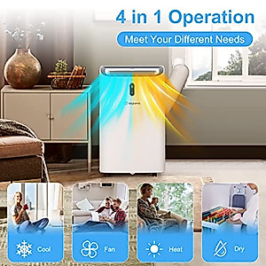 Wiytamo 14,000 BTU Portable Air Conditioners for Rooms Up to 700 Sq.Ft, 4-in-1 Portable AC Unit, Heat, Dehumidifier & Fan with Remote Control, Auto Swing, LED Display, Window Installation Kit Included