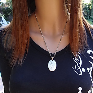 Silver Pt Al Qalam Quran Surah Vanyakad Necklace Islamic Muslim Gift Islam Art (24" Chain)