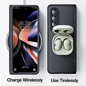 TORRAS Armor Stand Galaxy Z Fold 4 Case, [MIL-Grade Hinge Protection] [Invisible Kickstand for Full Screen Viewing], Matte Hard Case Slim Protective Designed for Samsung Galaxy Z Fold 4 Case Black