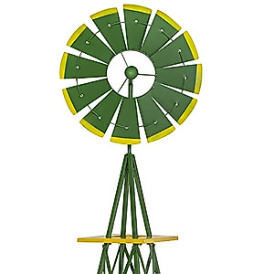 XtremepowerUS 8FT Green Metal Windmill Yard Garden Wind Mill