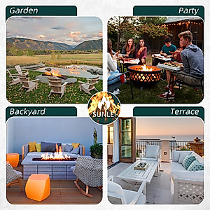 SUNLEI 45 Inch Gas Fire Pit Table, Patio Outdoor Propane Fire Pits with Removable Lid and Lava Rock, 50000 BTU Waterproof Cover and Tables for Patio Garden(Grey)…