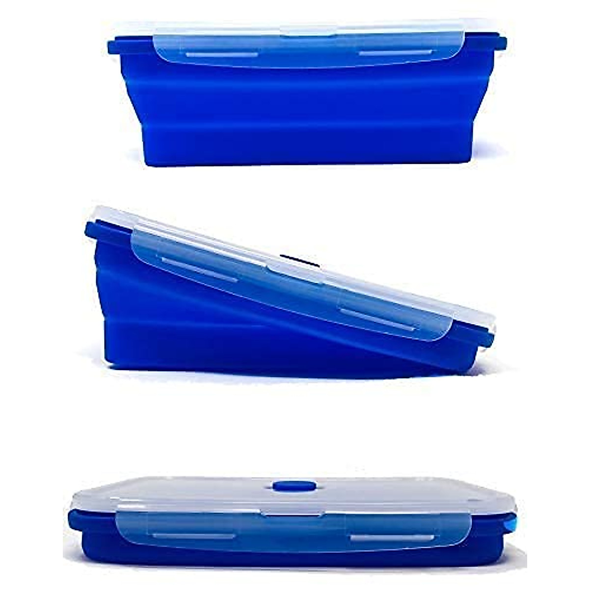 Set of 4 Collapsible Silicone Food Storage Container, Leftover Meal box For Kitchen, Bento Lunch Boxes, BPA Free, Microwave, Dishwasher and Freezer Safe. Foldable Design Saves Your Space.