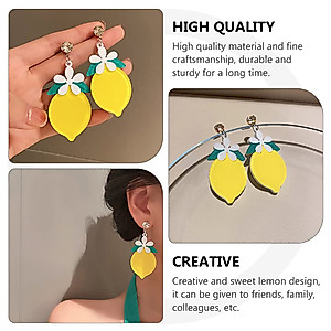 Lemon Earrings Cute Flower Dangle Earrings Crystal Drop Earring Funny Ear Accessories for Women Jewelry Wedding Birthday Gifts, 5x2.5cm
