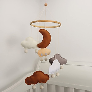 Baby Mobile for Crib - Handmade Soft Felt Crib Mobile - Boho Nursery Decor - Mobile for Bassinet, Pack N Play - Moon, Cloud, Star