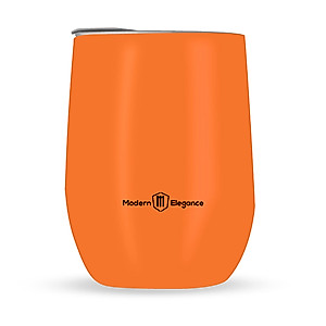 Modern Elegance Wine Tumbler with Lid Halloween Wine Glass – Cute Pumpkin Insulated Cup with Straw and Cleaning Brush – 12Oz Stainless Steel Tumblers Halloween Mug (Pumpkin - Orange)