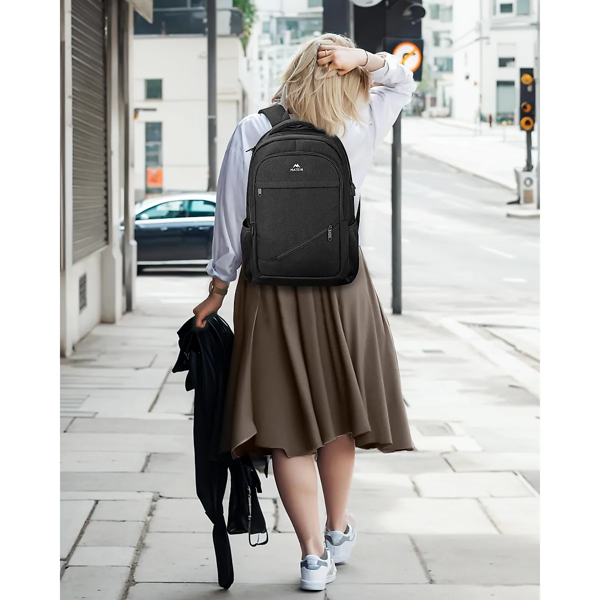 MATEIN 15.6 Inch Backpack for Traveling On Airplane for Women Men, Professional Business Laptop Backpack with Multiple Organization Pockets Water Resistant Casual Daypack, Black