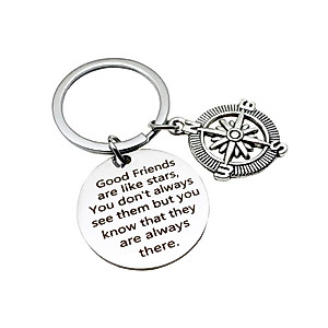 Jstud Inspirational Best Friend Keychain Gifts Good Friends are Like Stars Friendship Jewelry Gift Keychain for Women Men