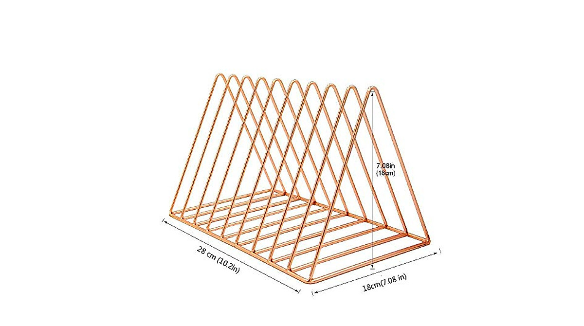 Stylish Rose Gold Desktop Magazine Rack & File Organizer
