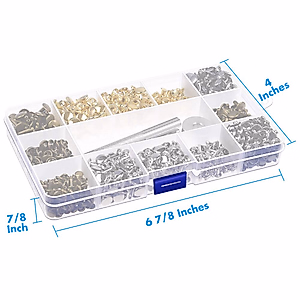 Paxcoo 480 Sets 3 Sizes Leather Rivets Double Cap Rivet Tubular Metal Studs with 3 Pieces Setting Tool Kit for Leather Craft Repairs Decoration, 4 Colors