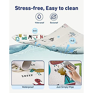 Baby Play Mat 79" X 71",Reversible Waterproof Foldable Foam Floor Playmat for Kids Toddlers, Extra Large Anti- Slip Baby Crawling Mat