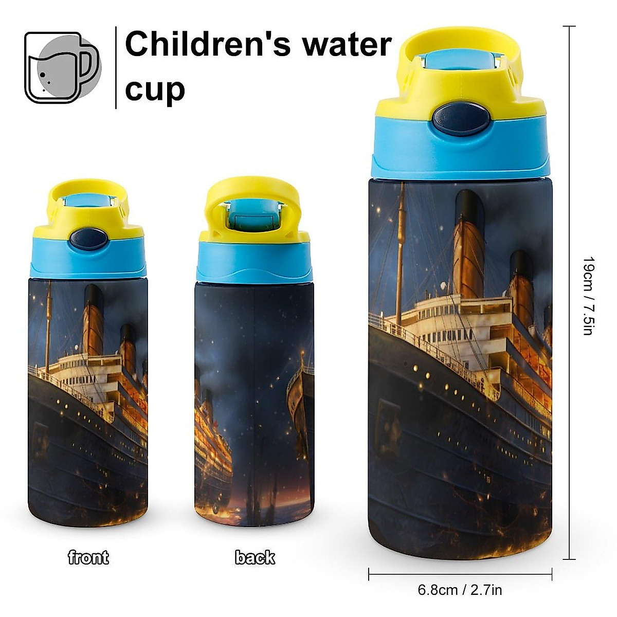 Titanic Cruise Ship Voyage Stainless Steel Water Bottle Insulated Travel Mug with Leakproof Locking Lid for Hot Or Cold Drinks 350ml