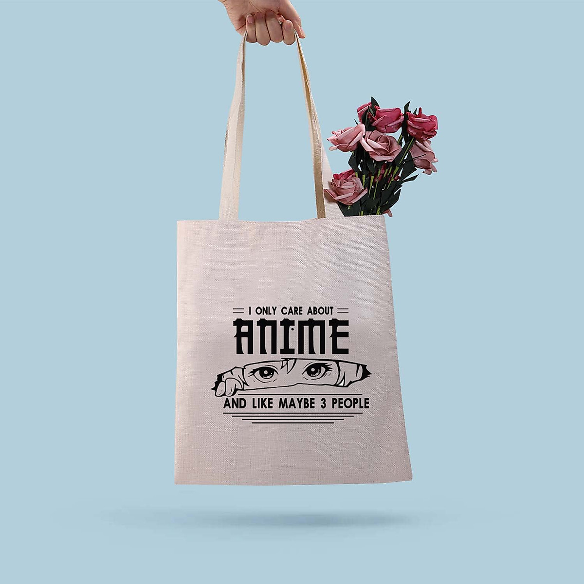 BDPWSS Anime tote bag for women Anime Lover Gifts I Only Care About Anime And Like Maybe 3 People Gift (Care about anime TG)