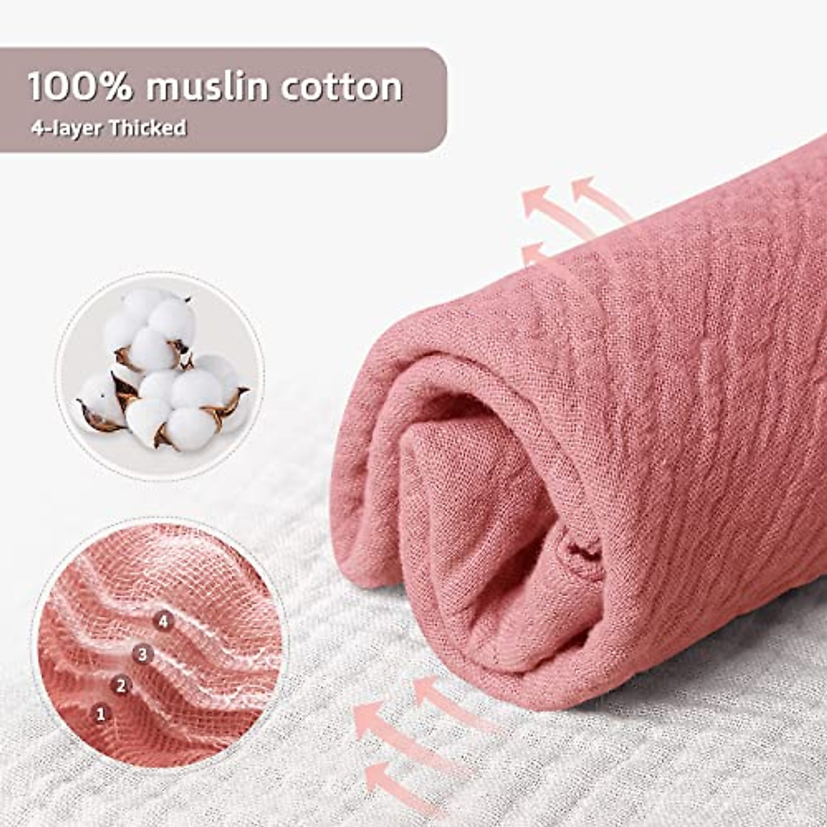 Lulu moon Baby Muslin Bibs - 100% Cotton for Teething Drooling Girls Boys, 8 Pack (Cream)