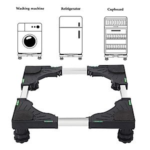 MOYFAZA Mini Fridge Stand,Adjustable Base for Washer and Dryer with 4 Strong Feet,Multi-Functional Washer and Dryer Pedestals & Mini Refrigerator Stand (Black) (4 Strong Feet)