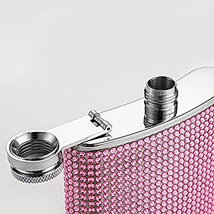 FYL Hip Flask for Liquor, Blue Glitter Flask 8oz with Never-Lose Cap