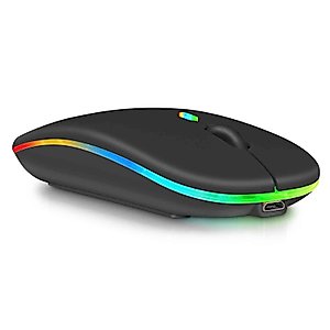 UrbanX 2.4GHz & Bluetooth Mouse, Rechargeable Wireless Mouse for Huawei Mate X2 Bluetooth Wireless Mouse for Laptop/PC/Mac/Computer/Tablet/Android RGB LED Onyx Black