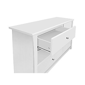 Storkcraft Crescent 3 Drawer Combo Dresser (White) – Baby and Kids Bedroom Organizer, Nursery Chest, Storage Dresser With Drawers, Universal Design