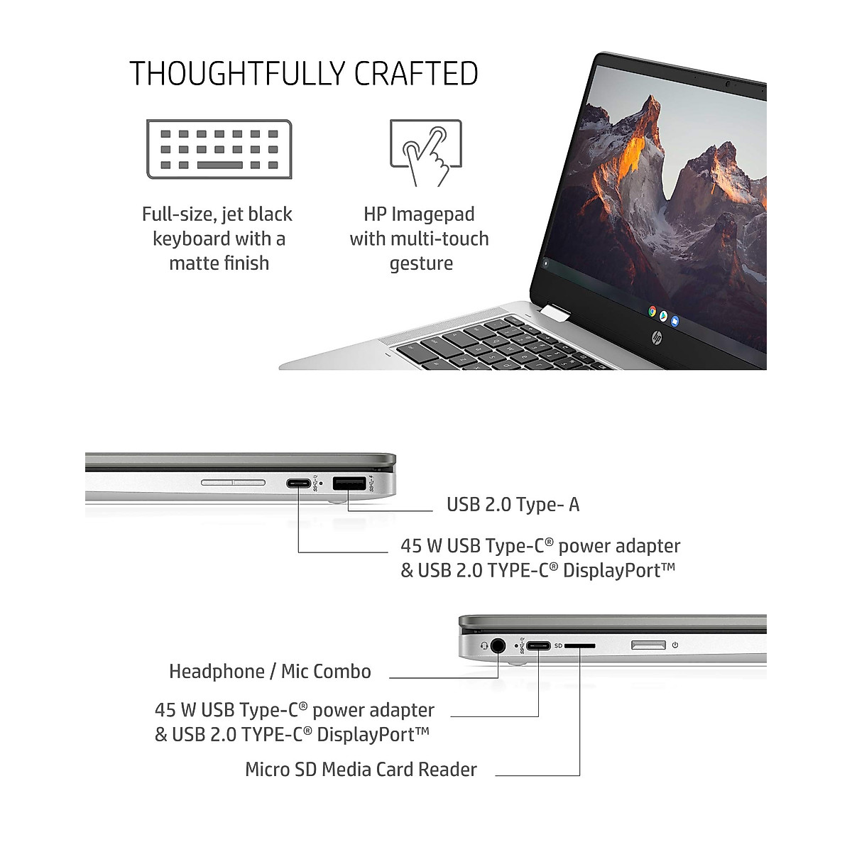 HP Chromebook x360 14a Laptop - Dual Core Intel Celeron N4020 - 4 GB RAM - 32 GB eMMC Storage - 14-inch HD Touchscreen - Google Chrome OS - Lightweight and Long Battery Life (14a-ca0010nr, 2020)
