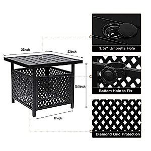 Incbruce 3-Piece Outdoor Lounge Chair Set, 2 Stretching Sofa Chairs and 1 Umbrella Stand Side Square Table, Adjustable Patio Lounge Recliner Set for Garden, Pool, Yard - Peacock Blue