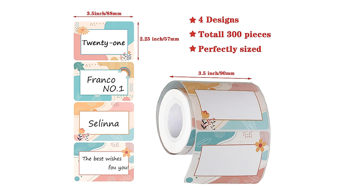 300 Colorful Name Tag Stickers for Kids and Office Use