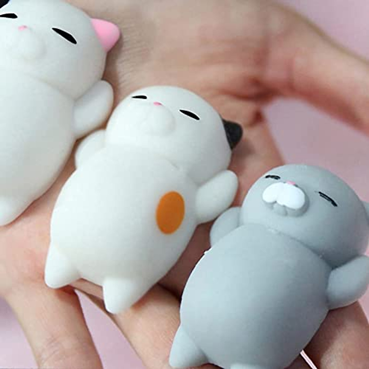 Squishy Cat Toys, 4pcs Soft Silicone Cute Kawaii Stress Relief Toys for Kids Adults Fidget Toy Sensory Stress Anxiety Relief Squeeze Toys for Boys Girls Birthday Gifts Stocking Stuffers Party Favor