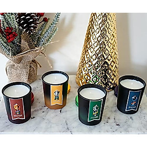 Harry Potter Hogwarts House Scented Soy Wax Candles, Set of 4 with Unique Fragrances | 20-Hour Burn Time | Home Decor Housewarming Essentials, Wizarding World Gifts and Collectibles