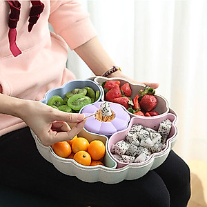 Golandstar Pumpkin Shaped Party Snacks Serving Tray Appetizer Plates Snack Bowls with Lid Multi Sectional Snack Bowl Trays Container Box for Storing Dried Fruits, Nuts, Candies, Fruits (Pink)