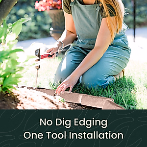 Beuta Landscape Edging | Garden Edging Border | No Dig Faux Stone Bricks for Lawn edging, Flower beds, Pathways & Yards – 4 Packs | Each Pack Has 6 Bricks 48"Lx 4"W x 2.25"H | 12 Spikes | Sandstone