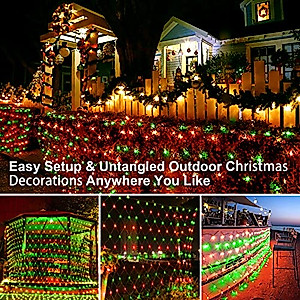 JXLEDAYY Christmas Net Lights 200 LED Outdoor Waterproof Mesh Lights for Bushes Connectable Christmas Outdoor Decorations Lights Plug in with Remote 8 Modes for Window Fence Garden Roof Decor