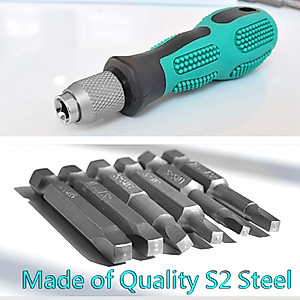 Square Screwdriver Bit Set With Bit Handle and Bit Extension 6 Sizes SQ1 SQ2 SQ2.74 SQ3 SQ4 SQ5, SKZIRI 8in1 Square Head Screwdriver Kit with Quick Release Bit Handle Holder and Magnetic Extension