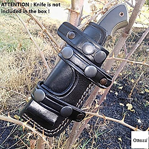 Ottoza Handmade Small Knife Sheath - Leather Knife Sheath RIGHT HAND Bushcraft Knife Sheath - Hunting Knife Sheath - Survival Knife Sheath - Horizontal Carry Black TOP GRAIN LEATHER No:173