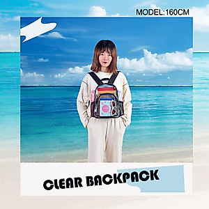 Slumou Mini Clear Backpack Stadium Approved for Women Men Heavy Duty See Through Transparent Pvc Backpacks for School Work Travel（Black）