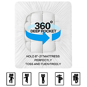 KELTARO Mattress Topper Full Size for Double Bed,Extra Thick Cooling Viscose Made from Bamboo Mattress Pad Cover Plush Soft Noiseless Down Alternative Fill,with 8-21" Deep Pocket