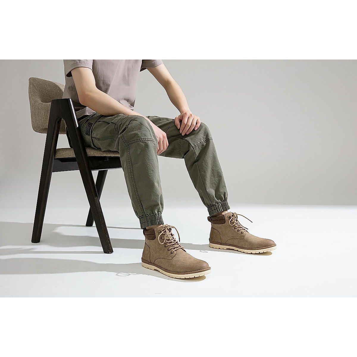 Vostey Men's Hiking Boots waterproof Casual Chukka Boots for Men(BMY670B khaki 10)