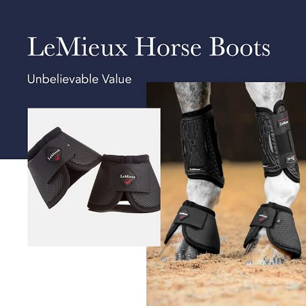 LeMieux Ballistic Overreach Horse Boots - Over Reach or Bell Boots for Horses - Protective Gear and Training Equipment - Equine Boots, Wraps & Accessories (Black - XLarge)