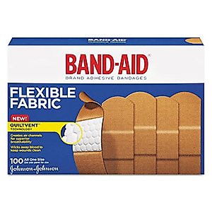 Band-Aid Brand Flexible Fabric Adhesive Bandages for Wound Care and First Aid, All One Size, 100 Count