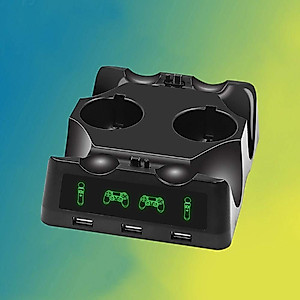 Controller Charger, Multi-Functional Dual USB Charging Dock Controller Charging Station with Green and Red Indicator Light for / Move/ VR Controller.