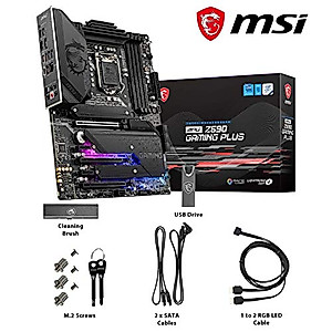 MSI MPG Z590 Gaming Plus Gaming Motherboard (ATX, 11th/10th Gen Intel Core, LGA 1200 Socket, DDR4, PCIe 4, CFX, M.2 Slots, USB 3.2 Gen 2, DP/HDMI, Mystic Light RGB)