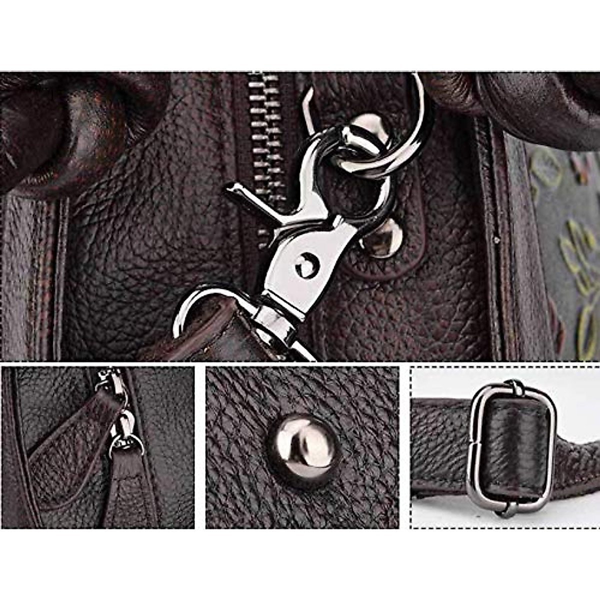 Women Handbag Genuine Leather Satchel Purse Handbag Vintage Top Handle Handbag Work Tote Bag (Green)