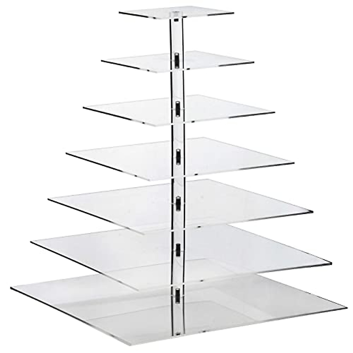 TABLECLOTHSFACTORY 7 Tier Square Heavy Duty Acrylic Crystal Glass Clear Cupcake Dessert Decorating Stand for Birthday Xmas Party Wedding