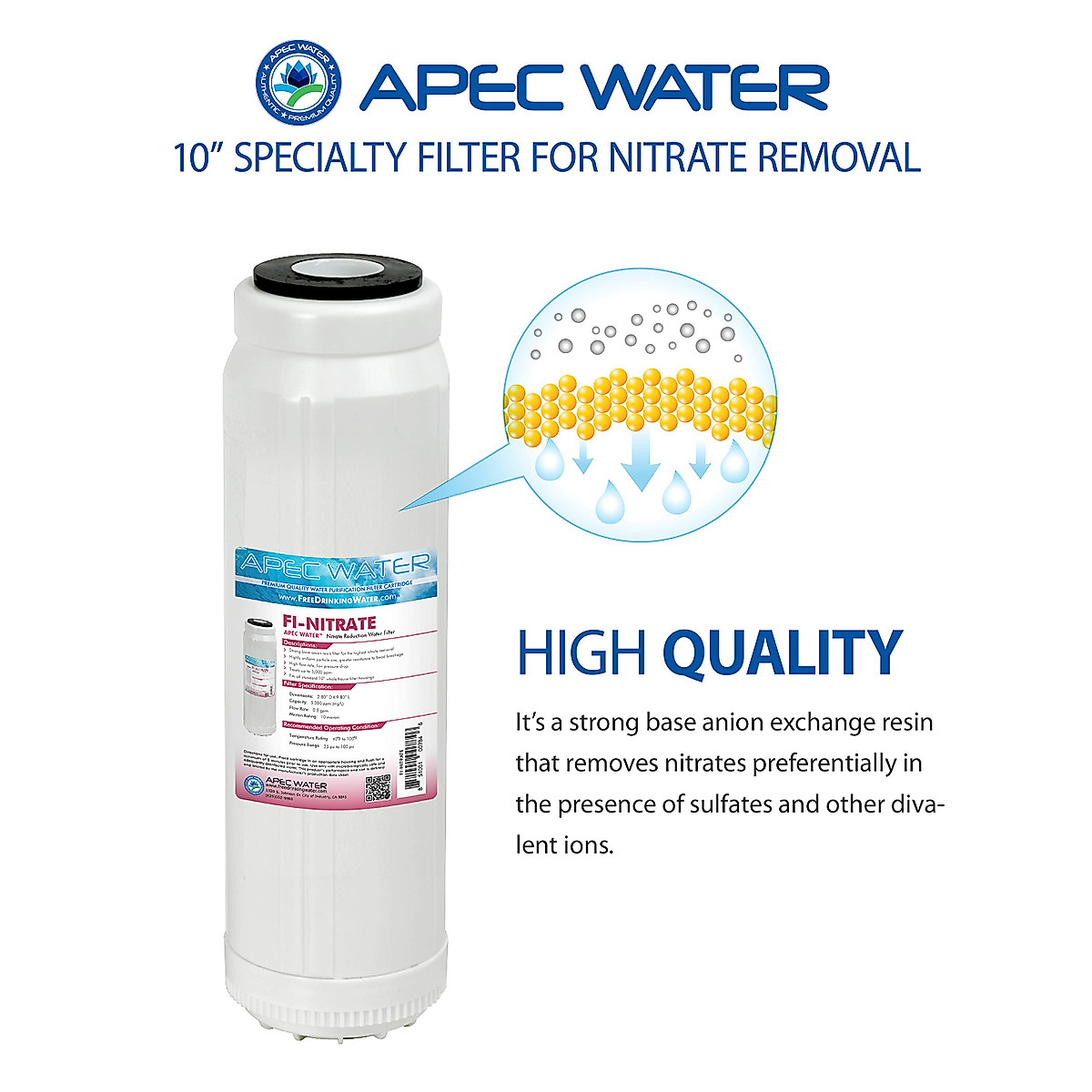 APEC Water Systems FI-Nitrate 2.5"x10" Nitrate Reduction Specialty Water Filter