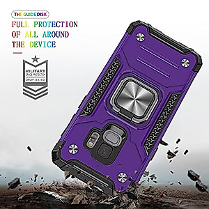 AYMECL for Galaxy S9 Case,Samsung S9 Case with 3D Curved HD Screen Protector[2 Pack],Military Grade Double Shockproof with Kickstand Protective Case for Samsung Galaxy S9-Purple