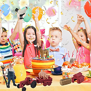 MEMOVAN Realistic Mini Barn Farm Toys Tractor Playset - Plastic Farm Animals Figurines Farm Cake Toppers Farm Figures Farmer Vehicle Toy Truck with Trailer for 3-12 Years Old Kids Boys Girls Toddler