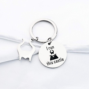 PLITI I Run This Castle Keychain Horns Resting Witch Face Charm Gift (run this castle)