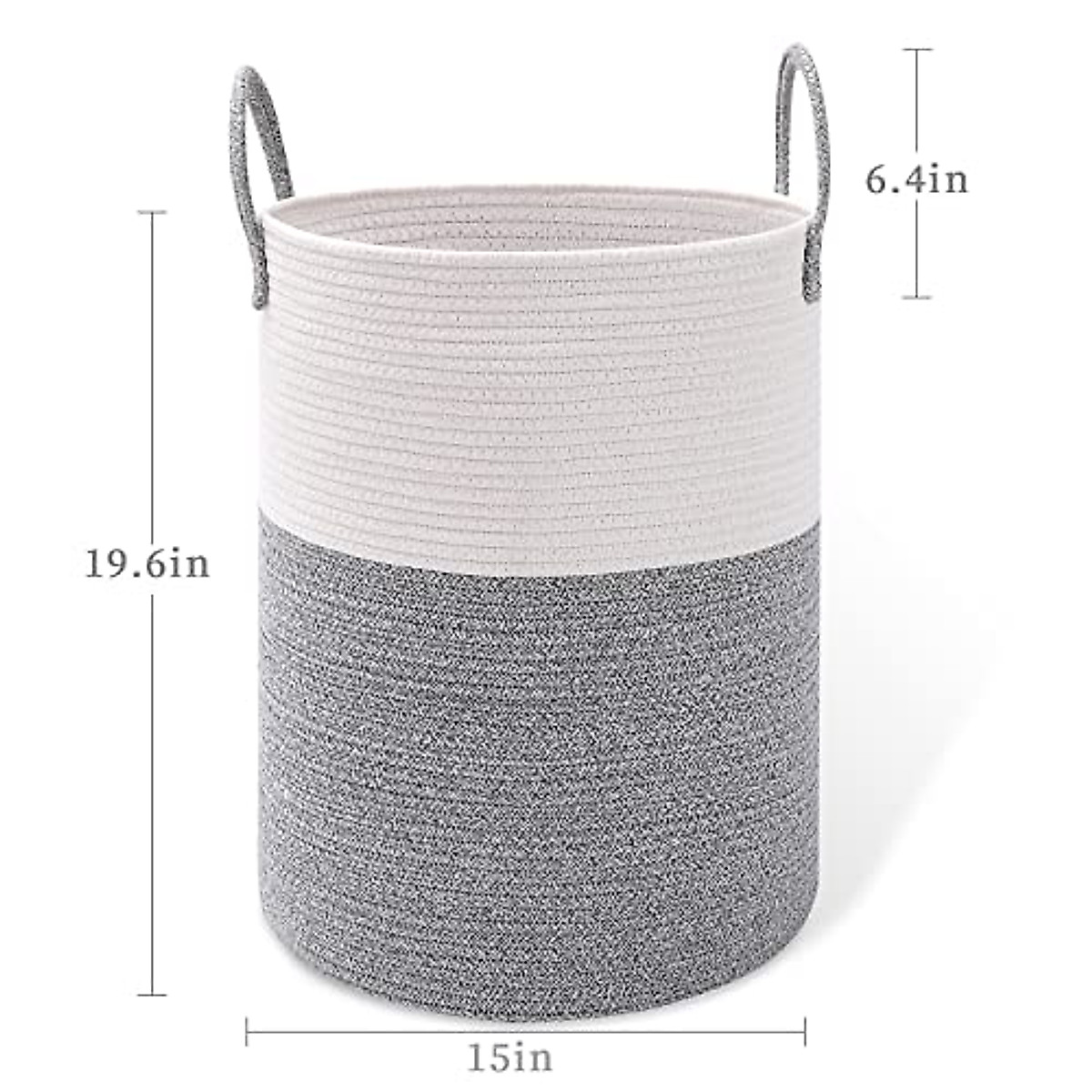 Large Laundry Basket Woven Cotton Rope Laundry Hamper 15" x 19.6" Woven Baby Laundry Basket for Blankets Toys Storage Basket Natural cotton thread clothing sorting basket