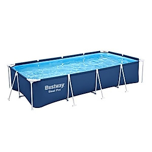 Bestway Steel Pro 13 Foot x 32 Inch Rectangular Above Ground Outdoor Pool Steel Framed Vinyl Swimming Pool with 1,506 Gallon Water Capacity, Blue