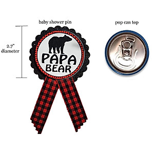 Mama Bear & Papa Bear Baby Shower Pins Daddy to Be Pin Buffalo Plaid Gender Reveal, Red & Black Pin, Baby Sprinkle