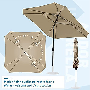 Aoodor Patio Umbrella 8 x 8 ft Market Square Umbrella Water Resistant UV Protection No Base - Brown